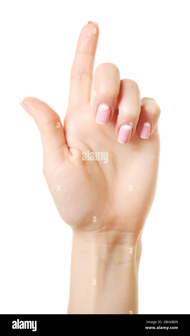 Female hand isolated on white Stock Photo - Alamy