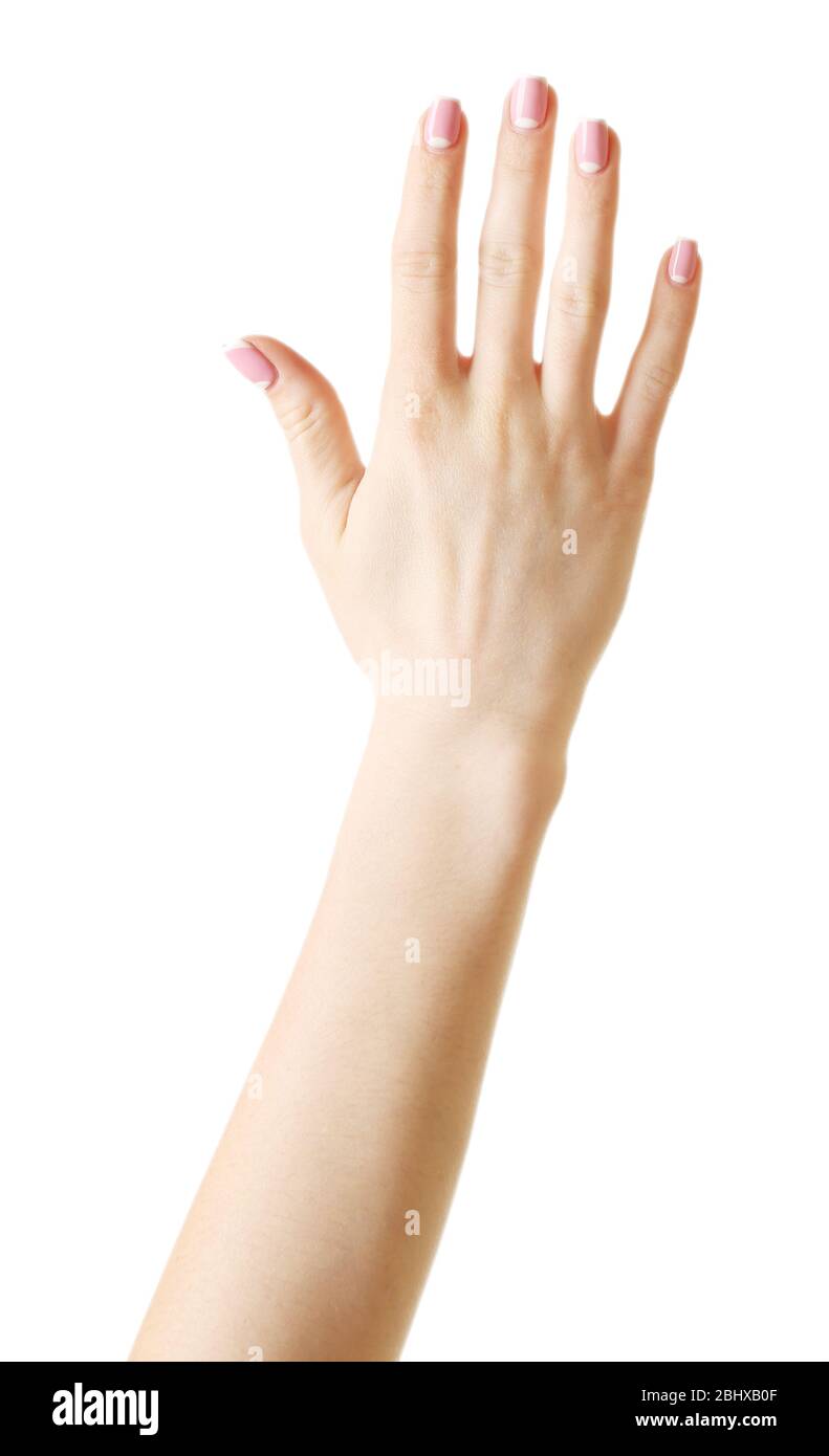 Female hand isolated on white Stock Photo - Alamy