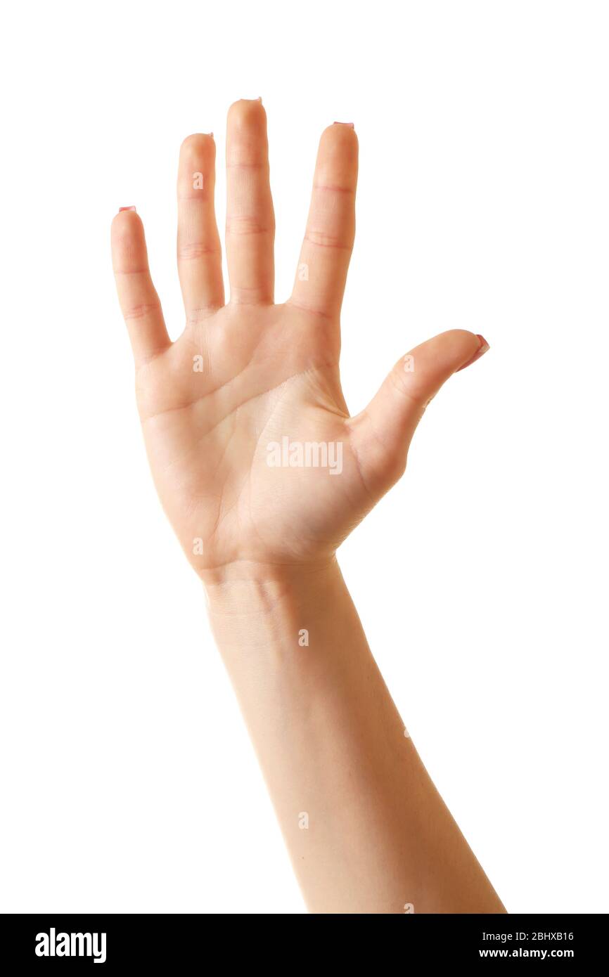 Female hand isolated on white Stock Photo - Alamy