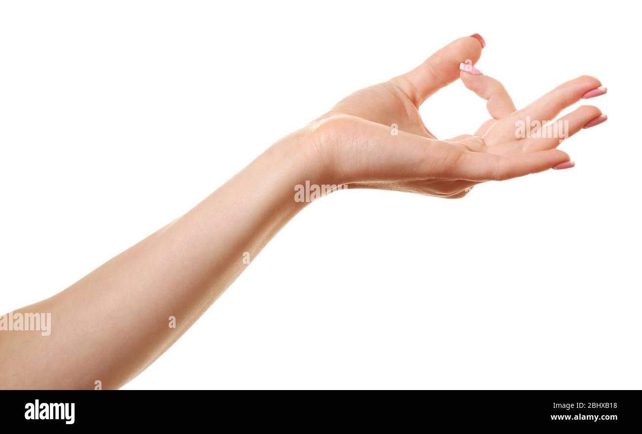 Female hand isolated on white Stock Photo - Alamy