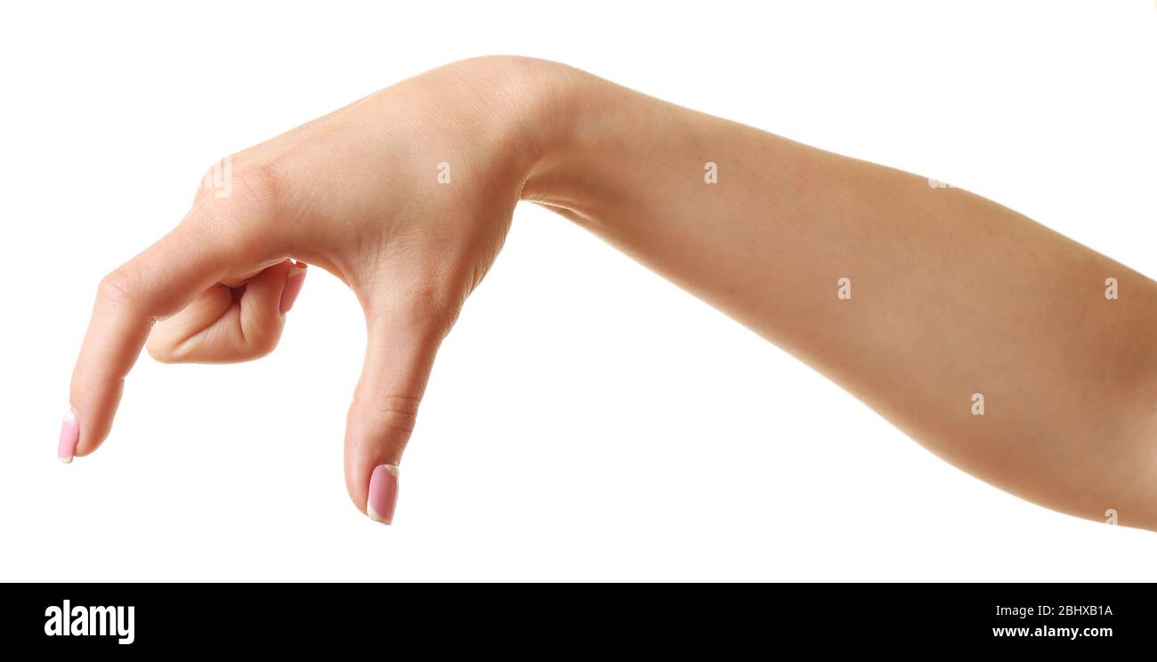 Female hand isolated on white Stock Photo - Alamy