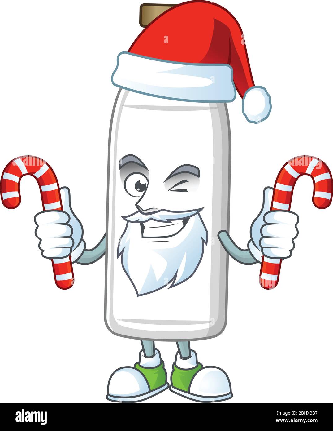 Milk bottle humble Santa Cartoon character having candies Stock Vector ...