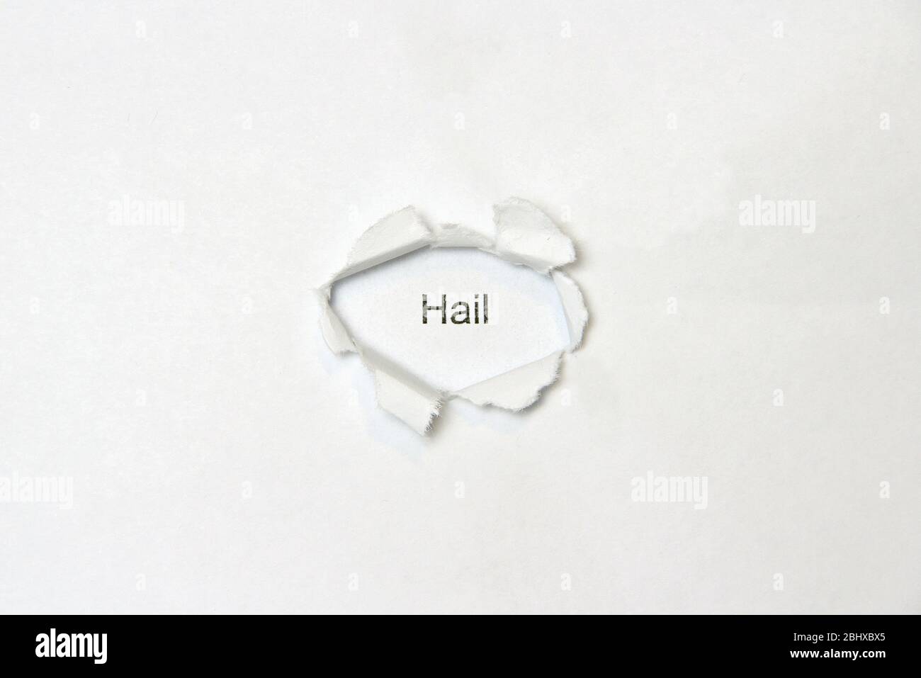 Word hail on white isolated background, the inscription through the ...