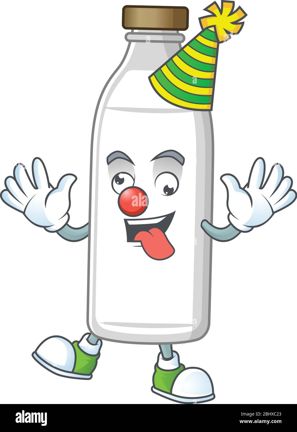 Amusing Clown milk bottle cartoon character mascot style Stock Vector ...