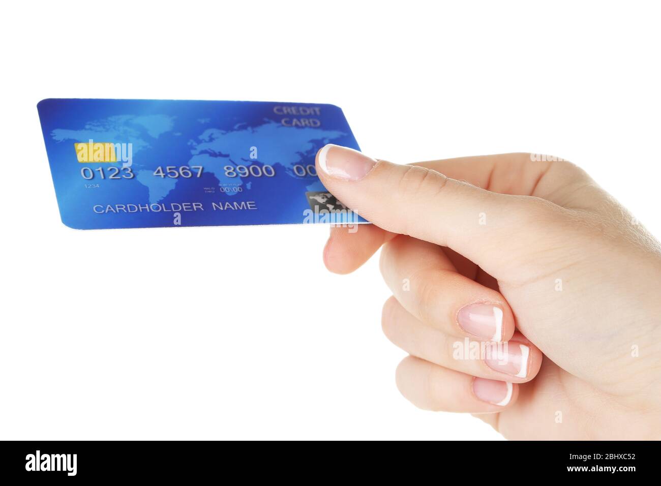 Hand holding credit card, isolated on white Stock Photo - Alamy