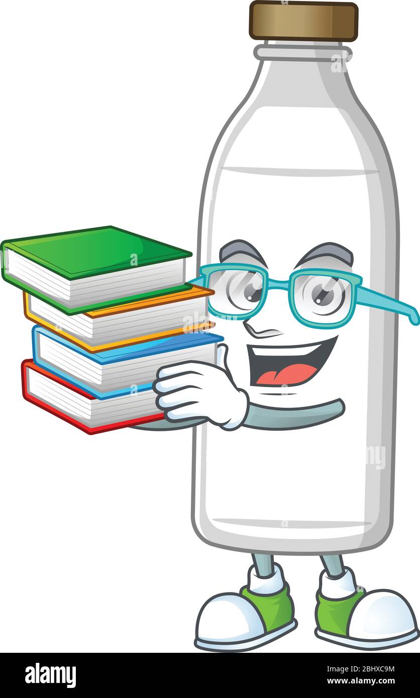 A mascot design of milk bottle student character with book Stock Vector ...