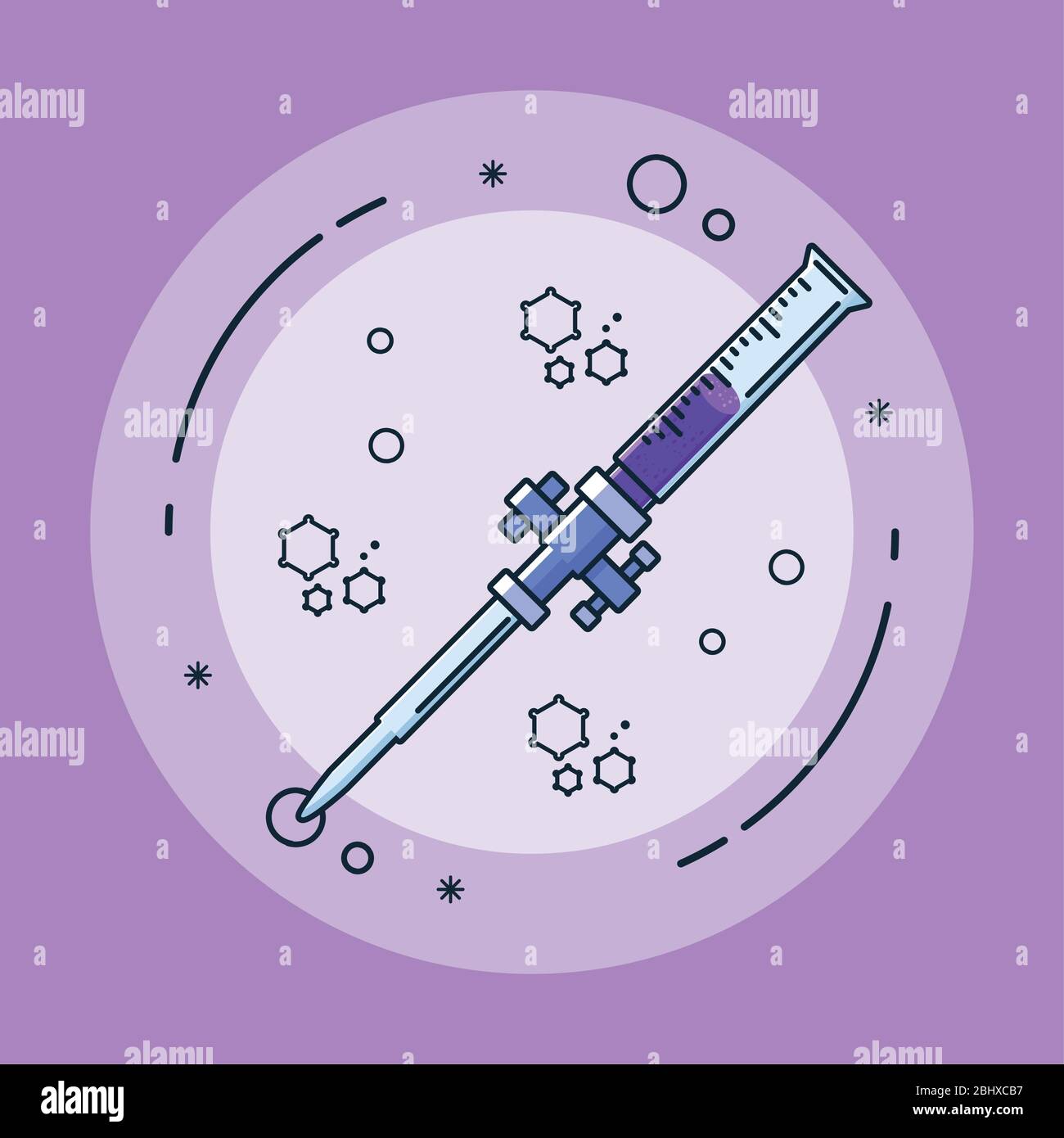 poster with laboratory syringe, research coronavirus vector ...