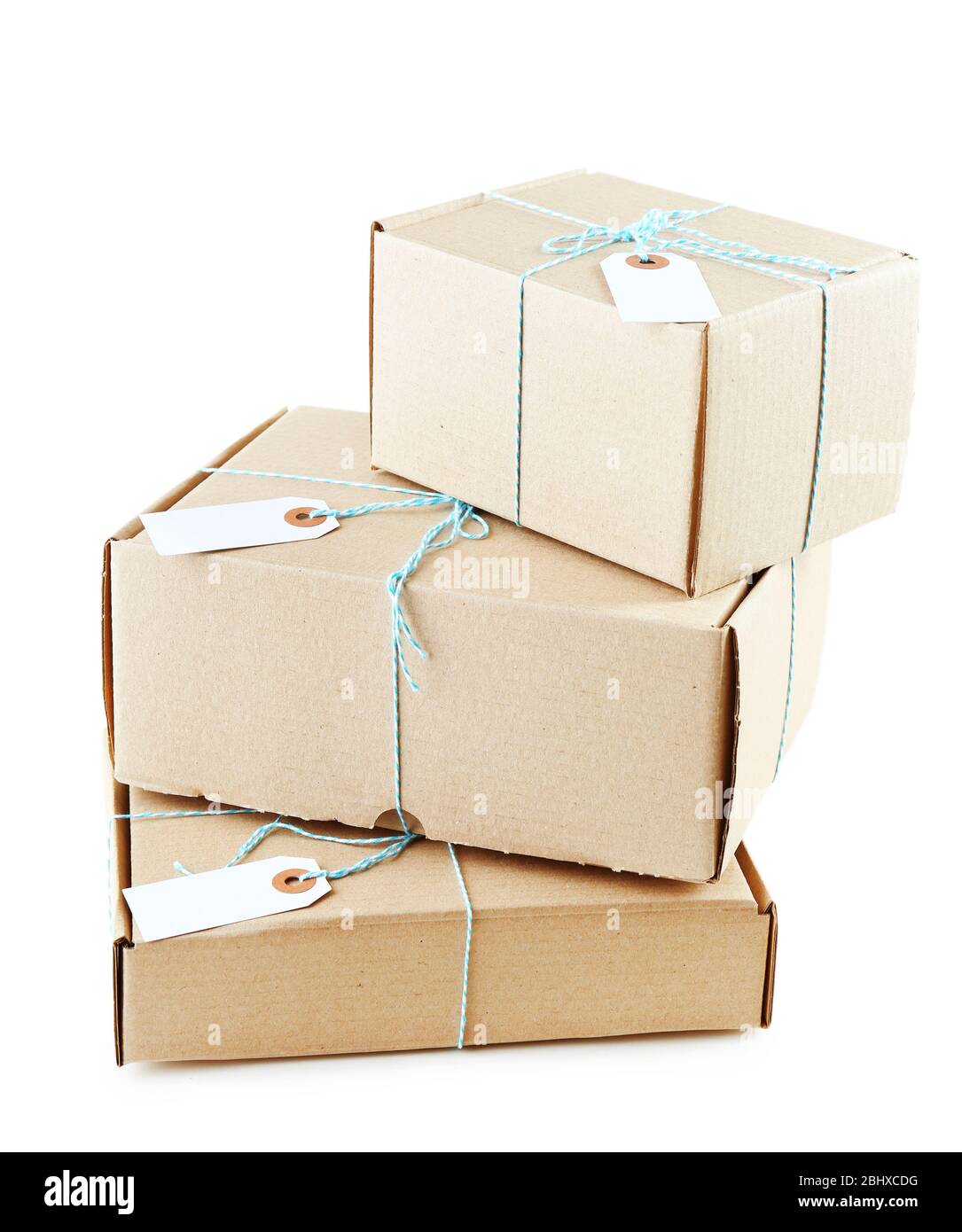 Mail package parcels isolated on white Stock Photo - Alamy