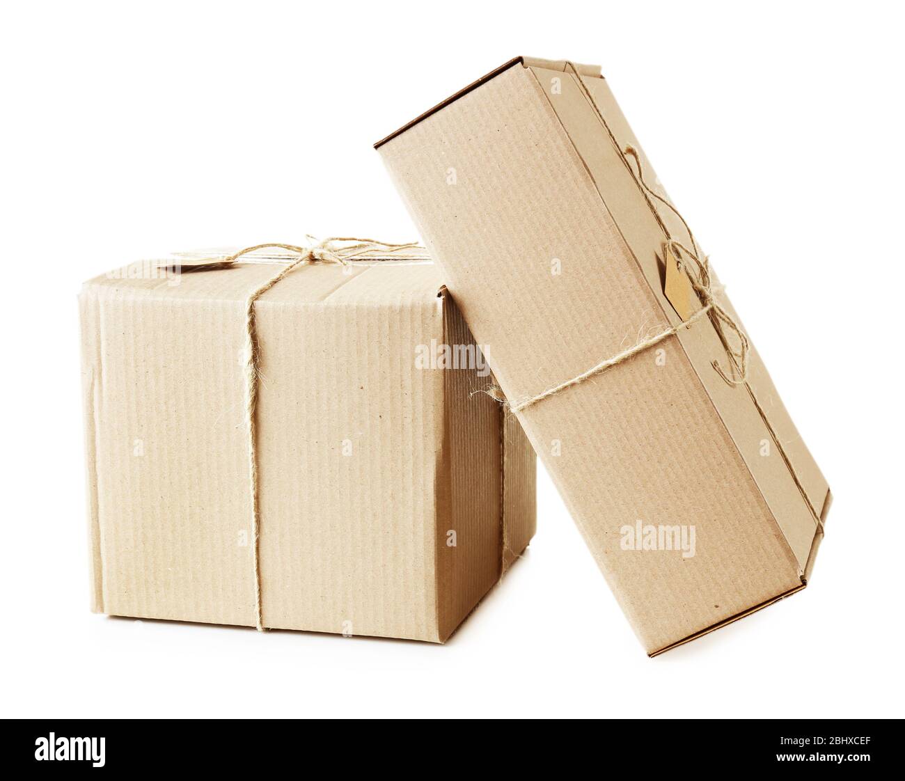Mail package parcels isolated on white Stock Photo - Alamy