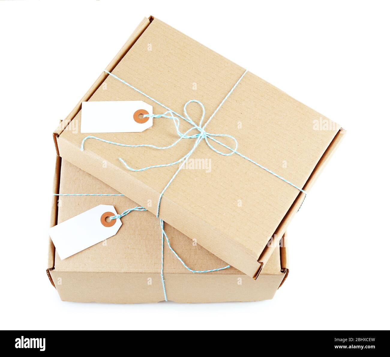 Mail package parcels isolated on white Stock Photo - Alamy
