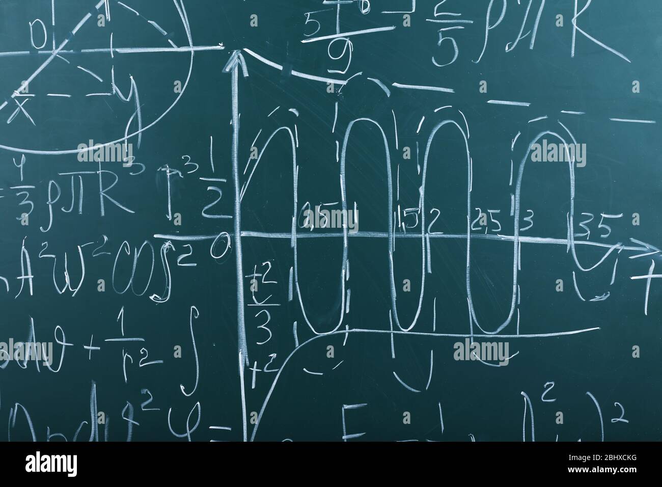 Maths formulas on chalkboard background Stock Photo - Alamy