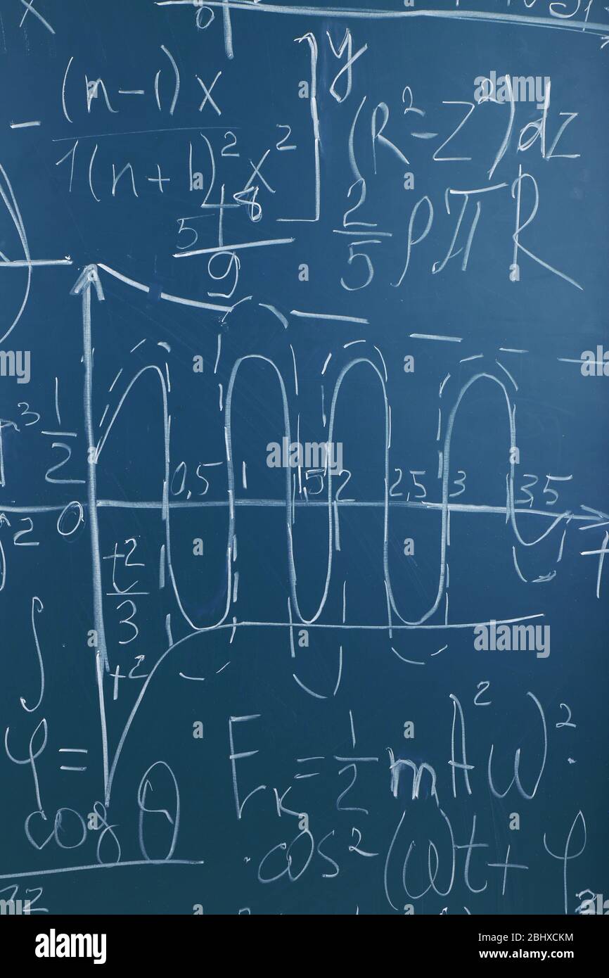 Maths formulas on chalkboard background Stock Photo - Alamy