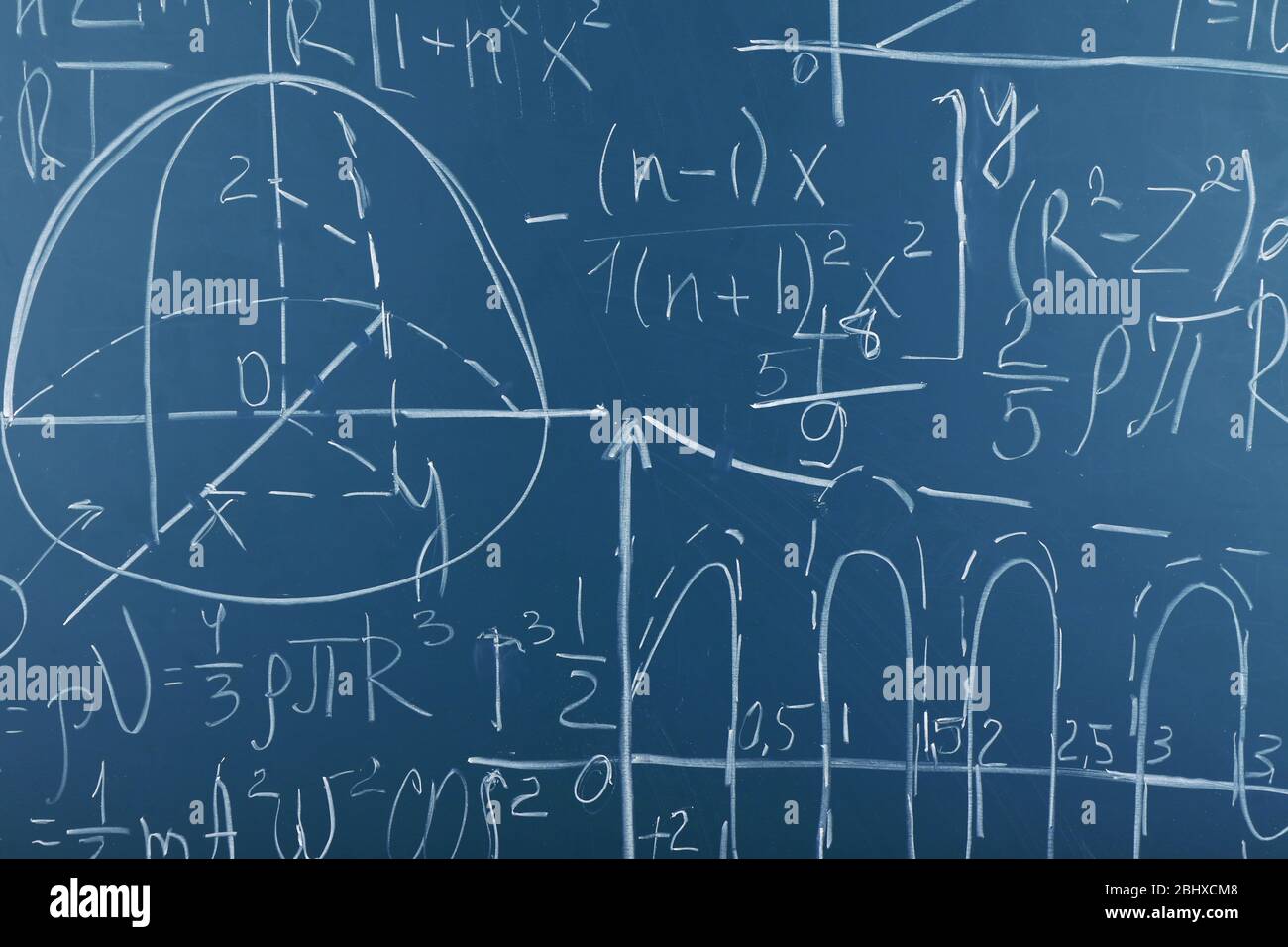 Maths formulas on chalkboard background Stock Photo - Alamy