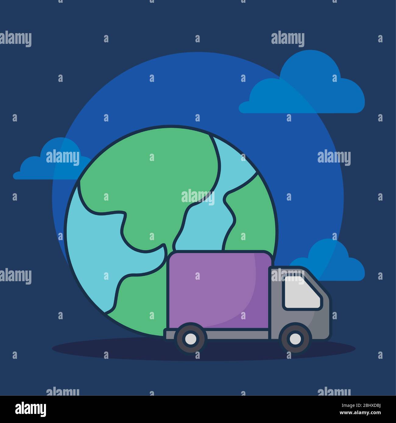 cargo transport truck with planet earth vector illustration design ...