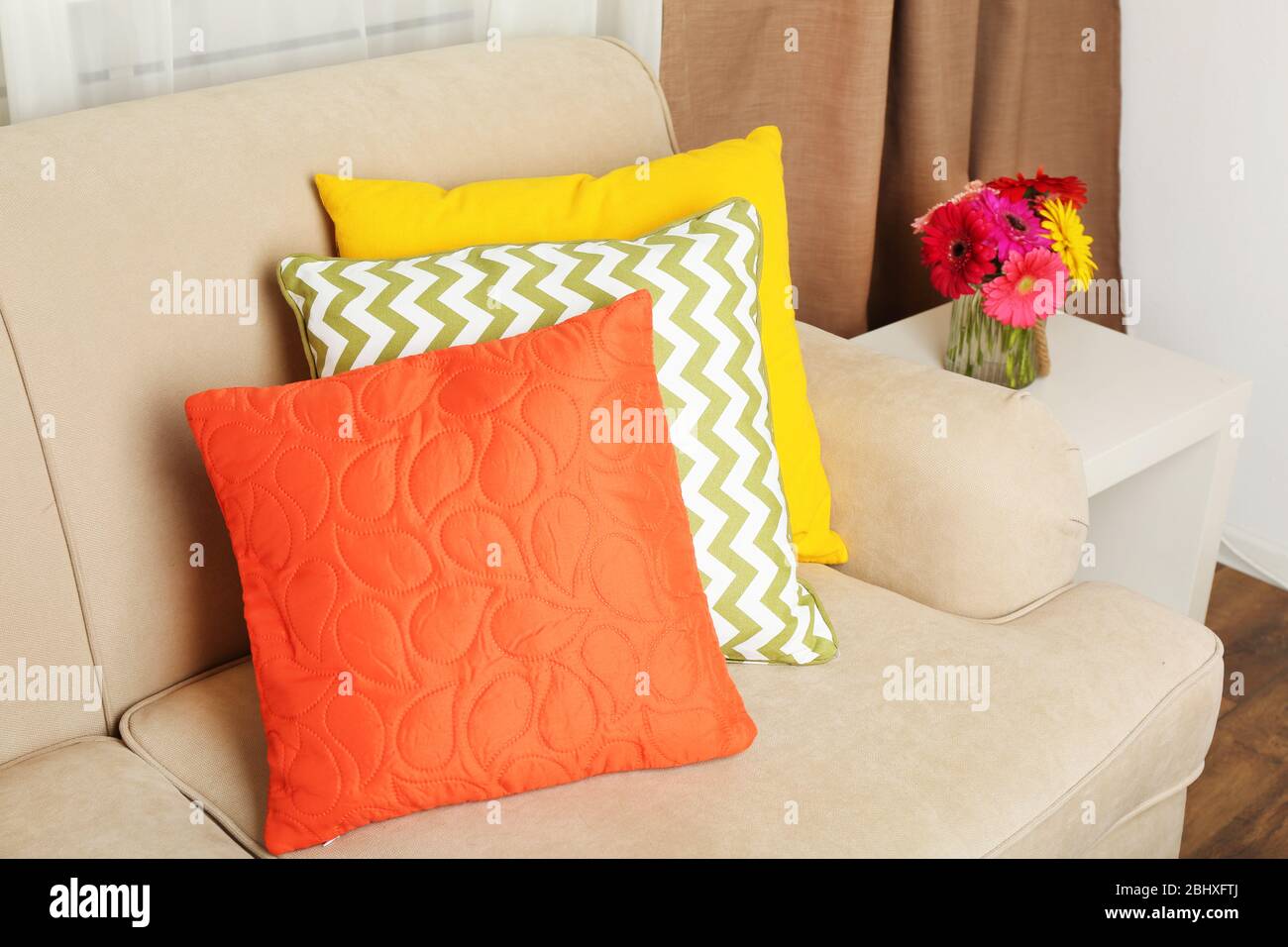 Modern interior with comfortable sofa in room Stock Photo - Alamy