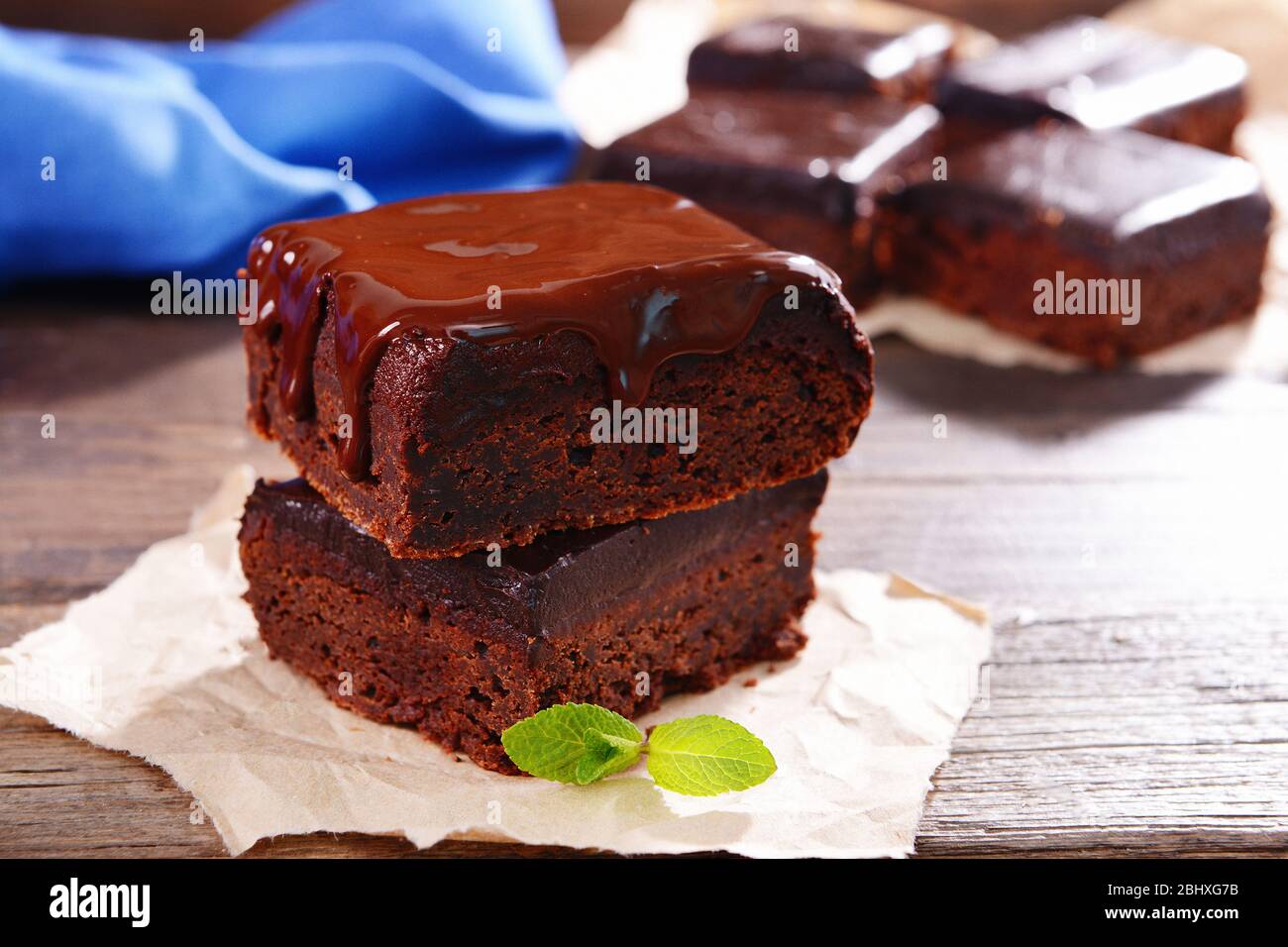 Delicious chocolate cakes on table close-up Stock Photo - Alamy