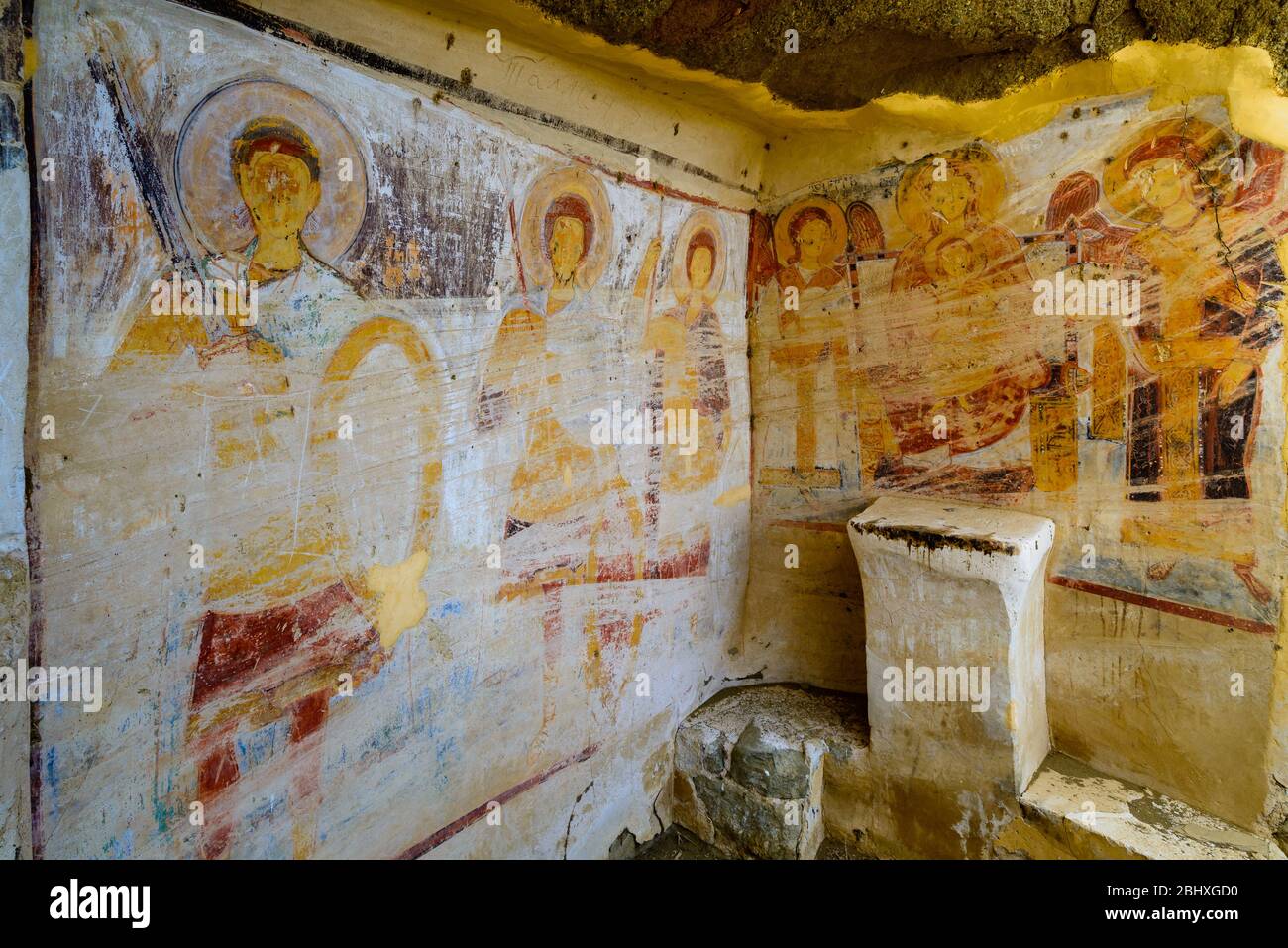 Georgia, View on ancient Christian symbols in caves on the David Gareji ...