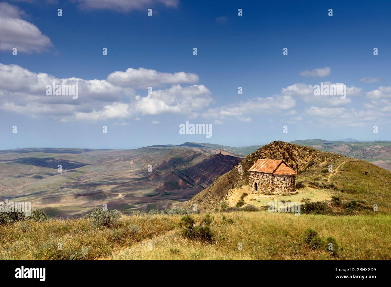 Georgia, View on an Orthodox churchn from the David Gareji Monastery ...