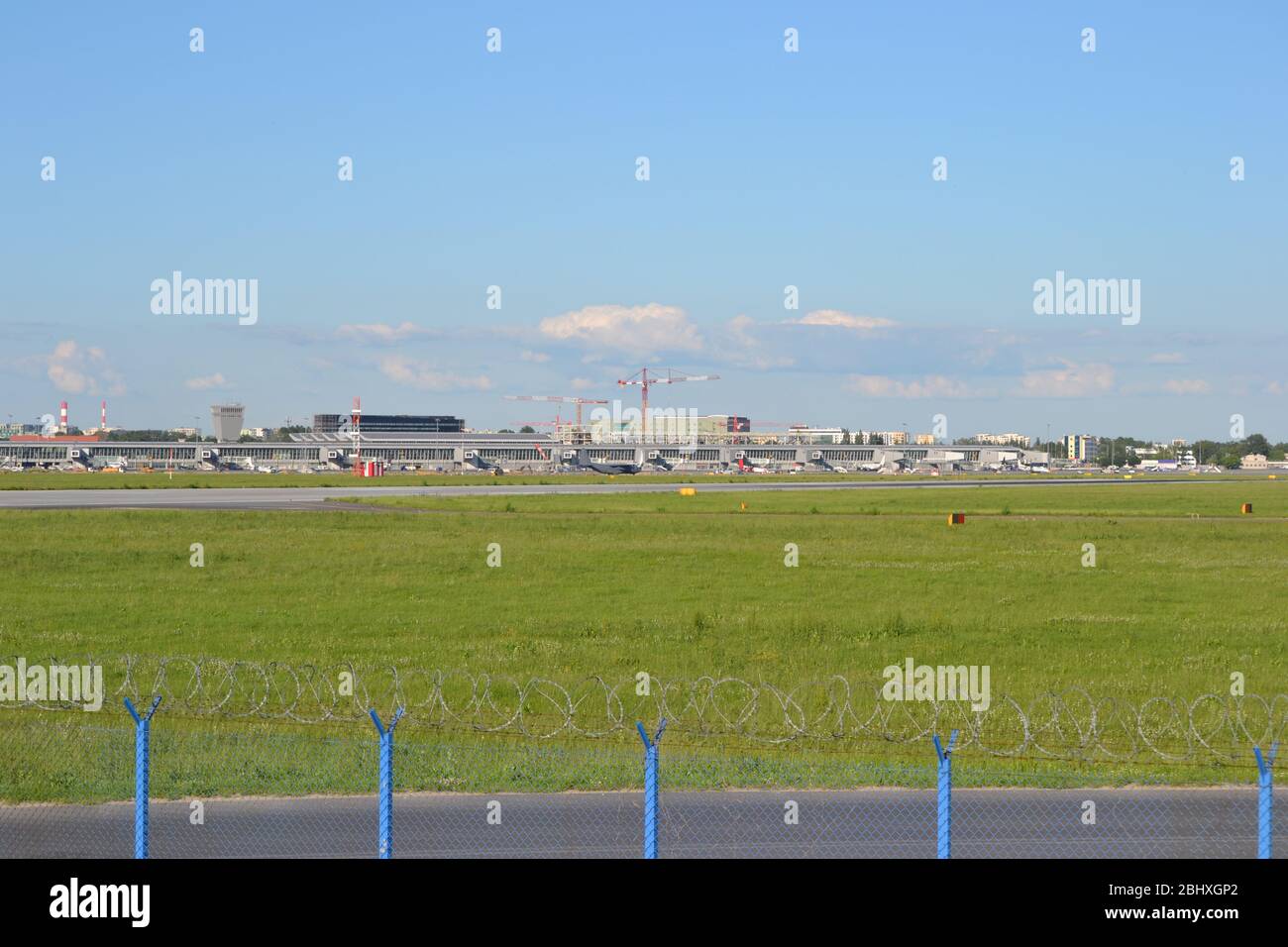 Landing plane, airfield Stock Photo - Alamy