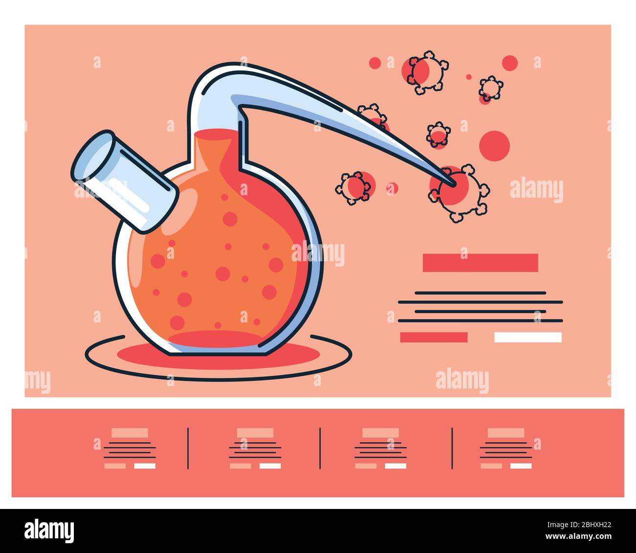 infographic with chemical laboratory test tube, research coronavirus ...