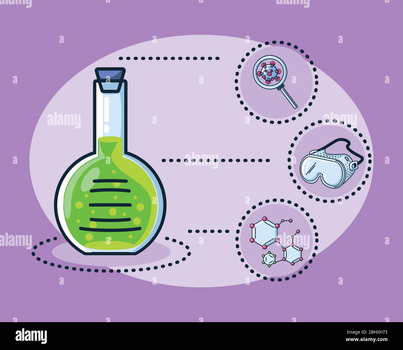 infographic with chemical laboratory test tube, research coronavirus ...