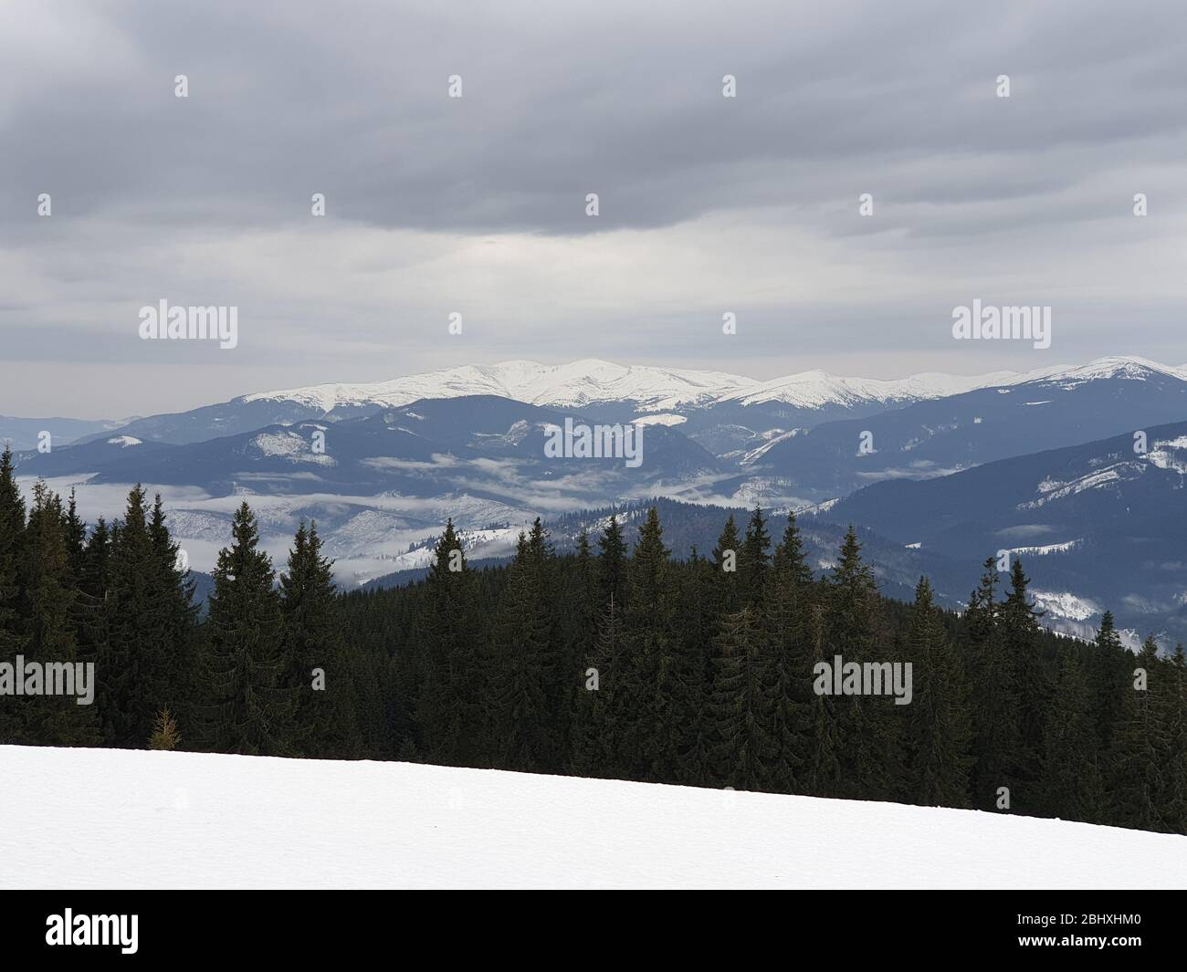 Snow covered mountains in Ukraine Stock Photo - Alamy
