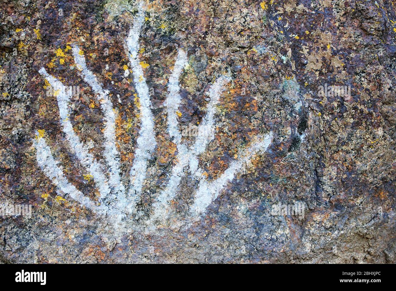 Stone wall with lichen background texture Stock Photo - Alamy