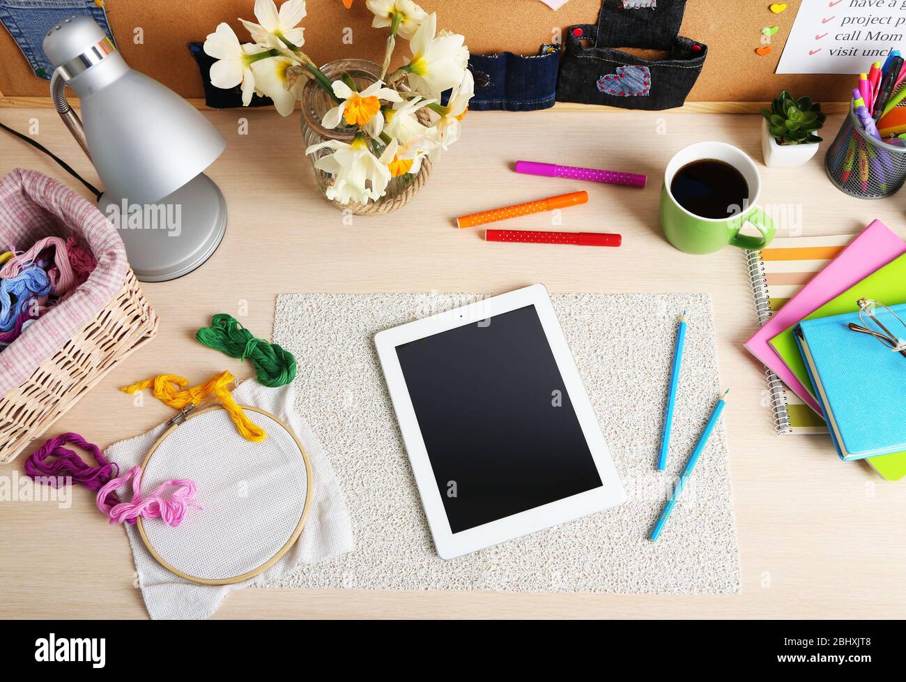 Home working desk messy hi-res stock photography and images - Alamy