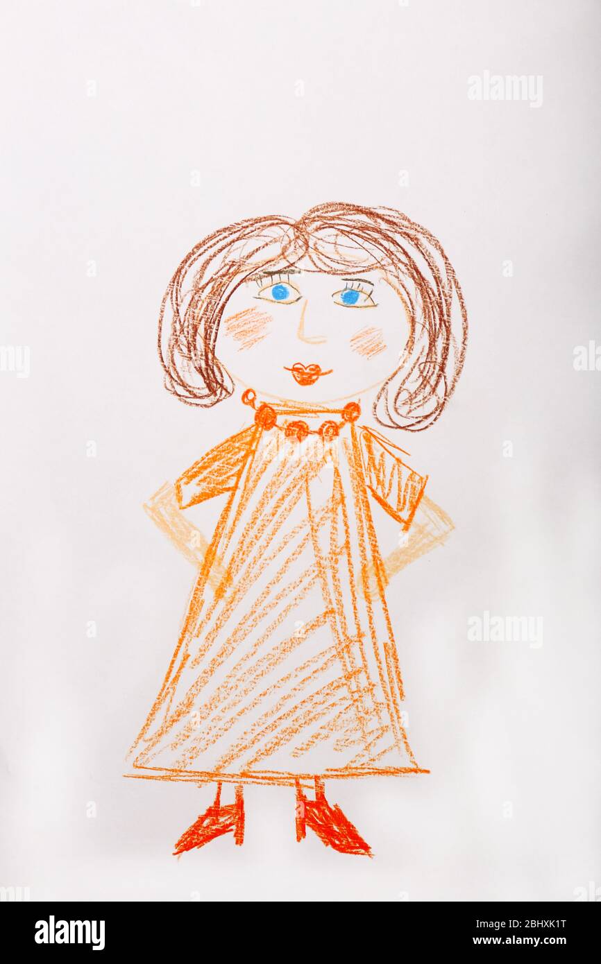 Kids drawing on white sheet of paper background Stock Photo - Alamy