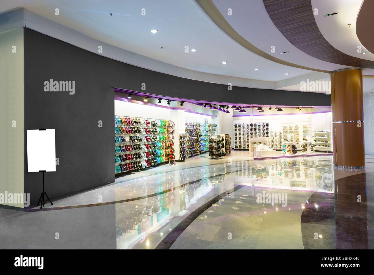 Slippers store with colorful slippers display in the shopping mall ...