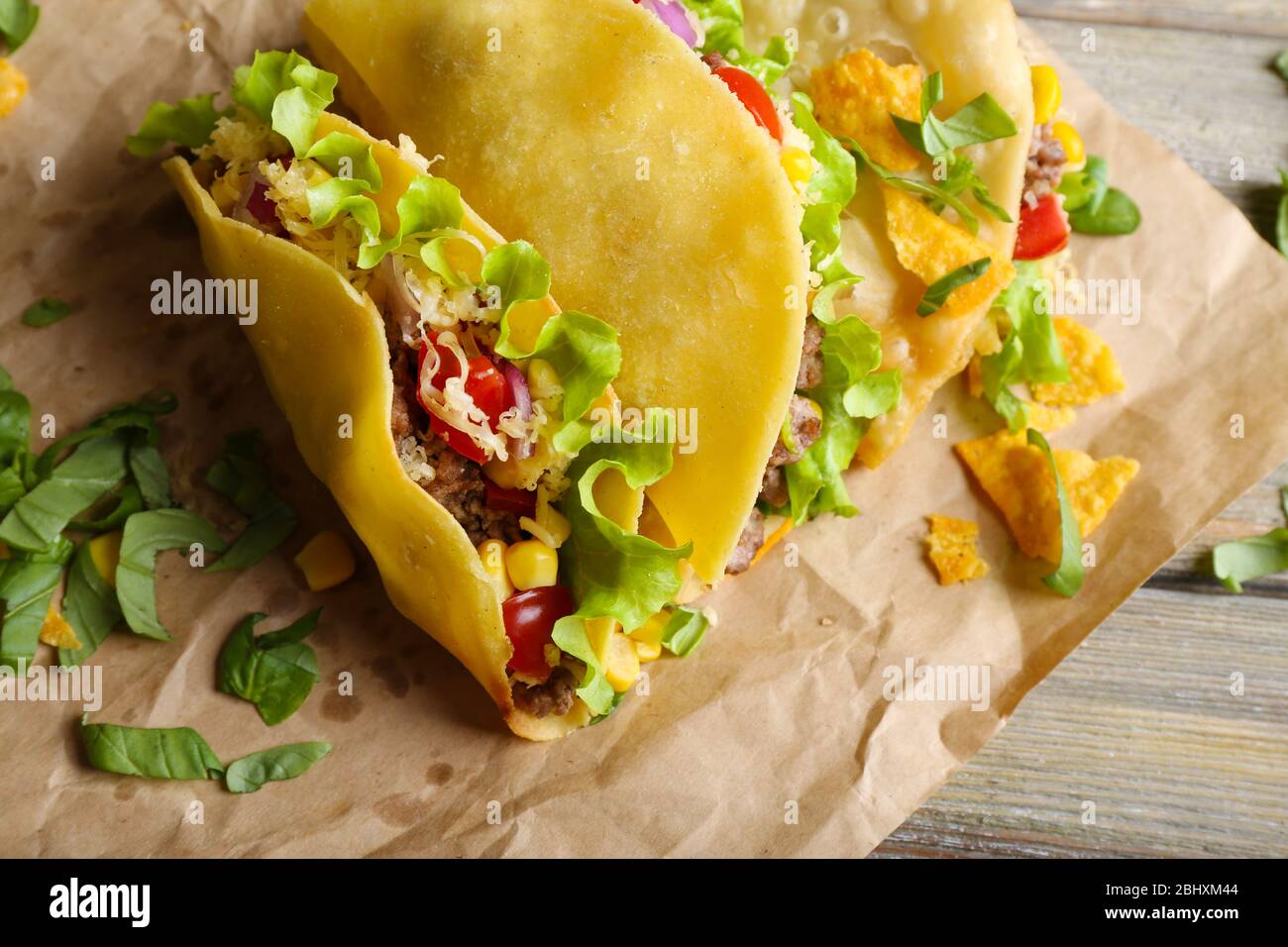 Taco with greens hi-res stock photography and images - Alamy