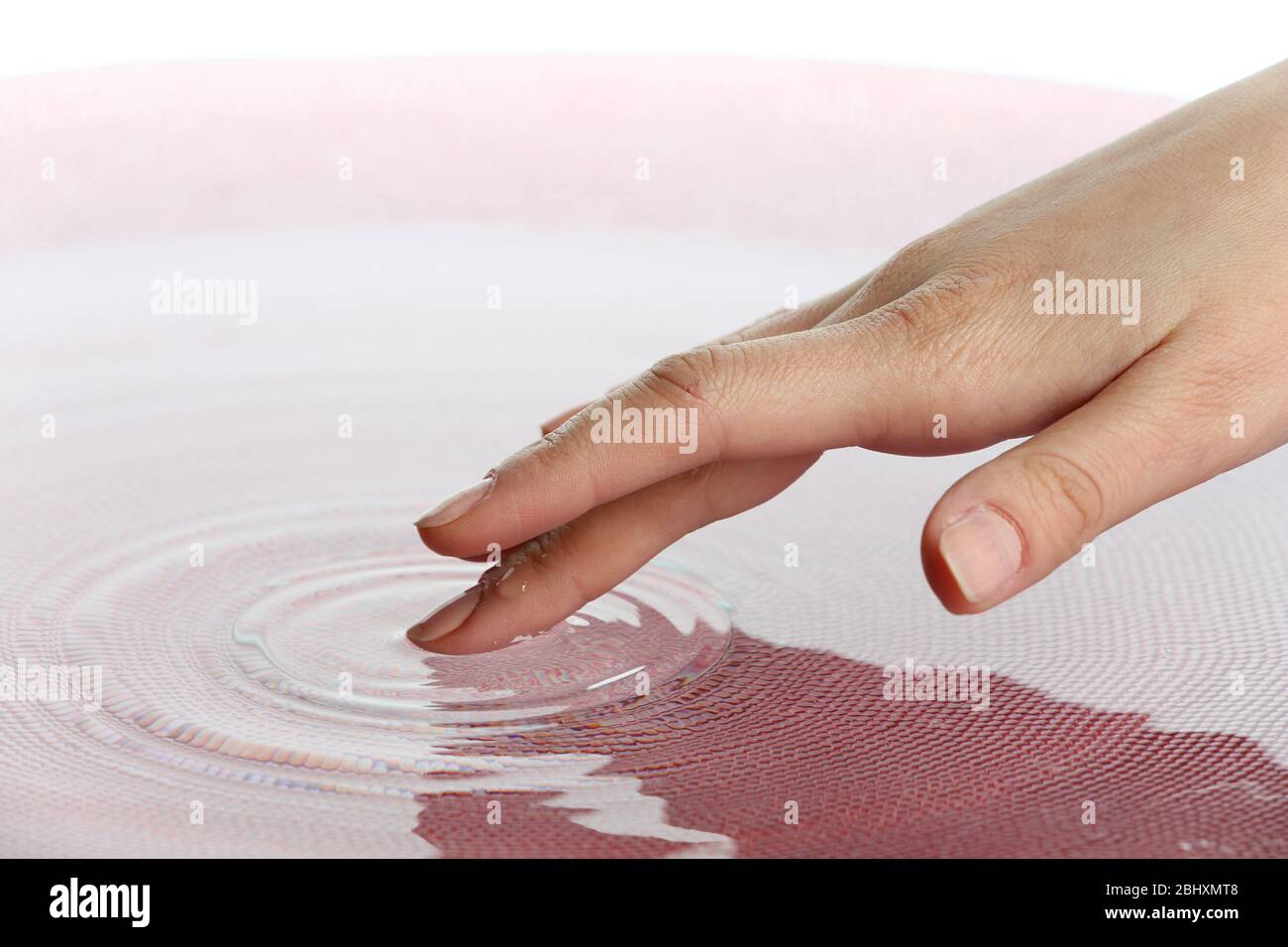 Finger touches water close up Stock Photo - Alamy