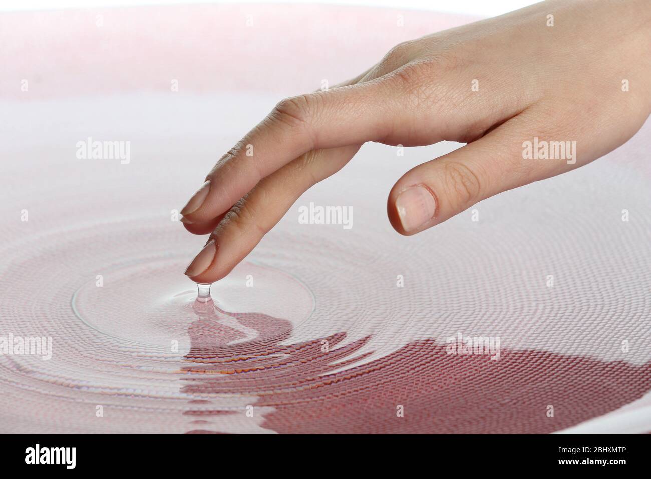 Finger touches water close up Stock Photo - Alamy