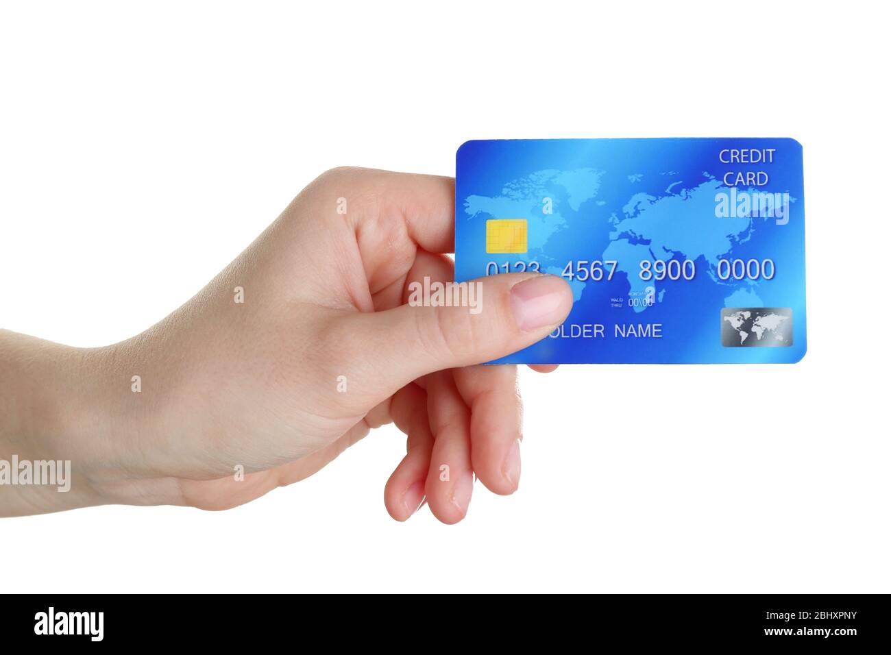 Hand holding credit card, isolated on white Stock Photo - Alamy