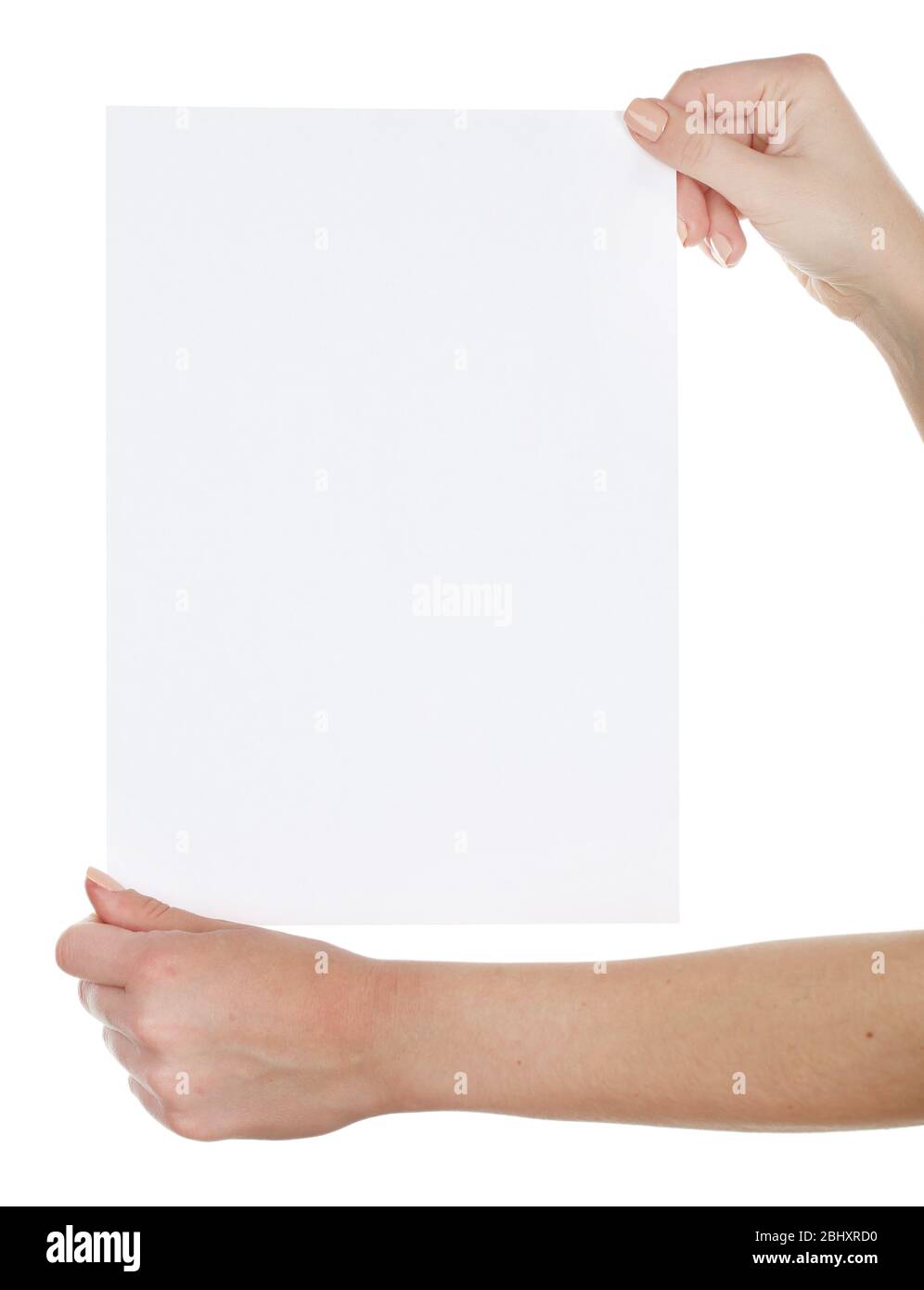 Hands holding blank card isolated on white Stock Photo - Alamy