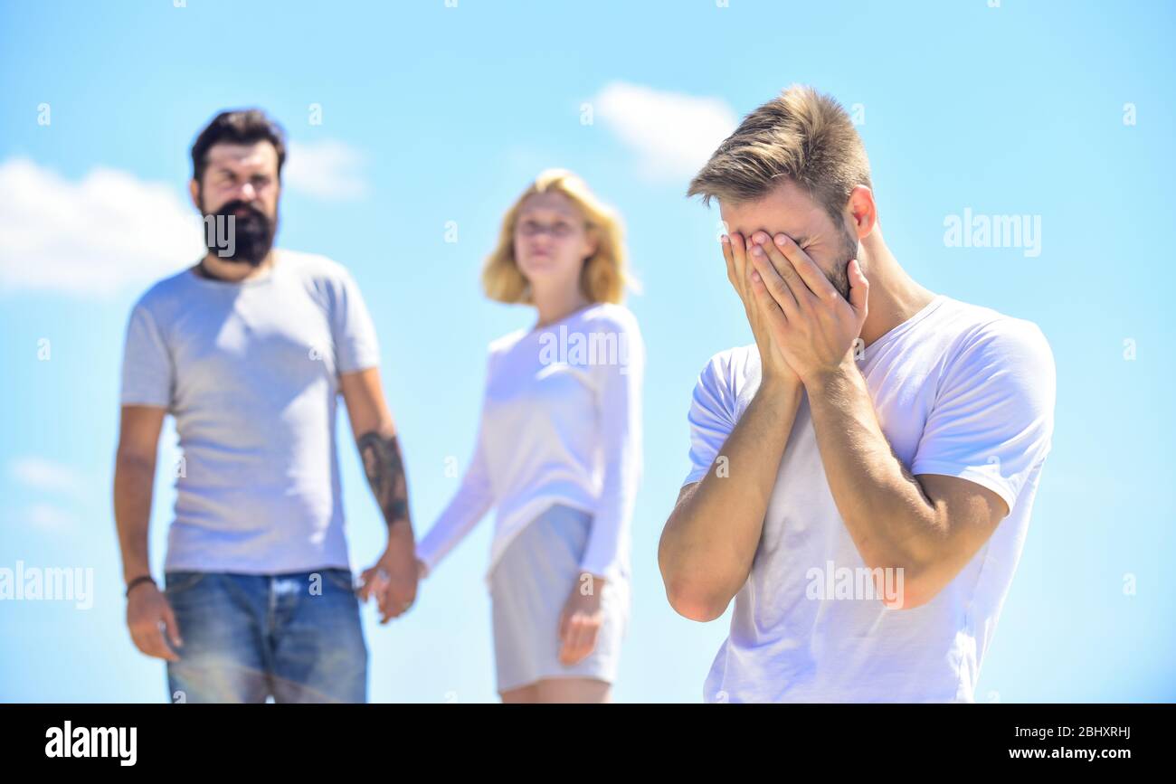 Disappointed in human relations. Break up. Love triangle. Relationship ...