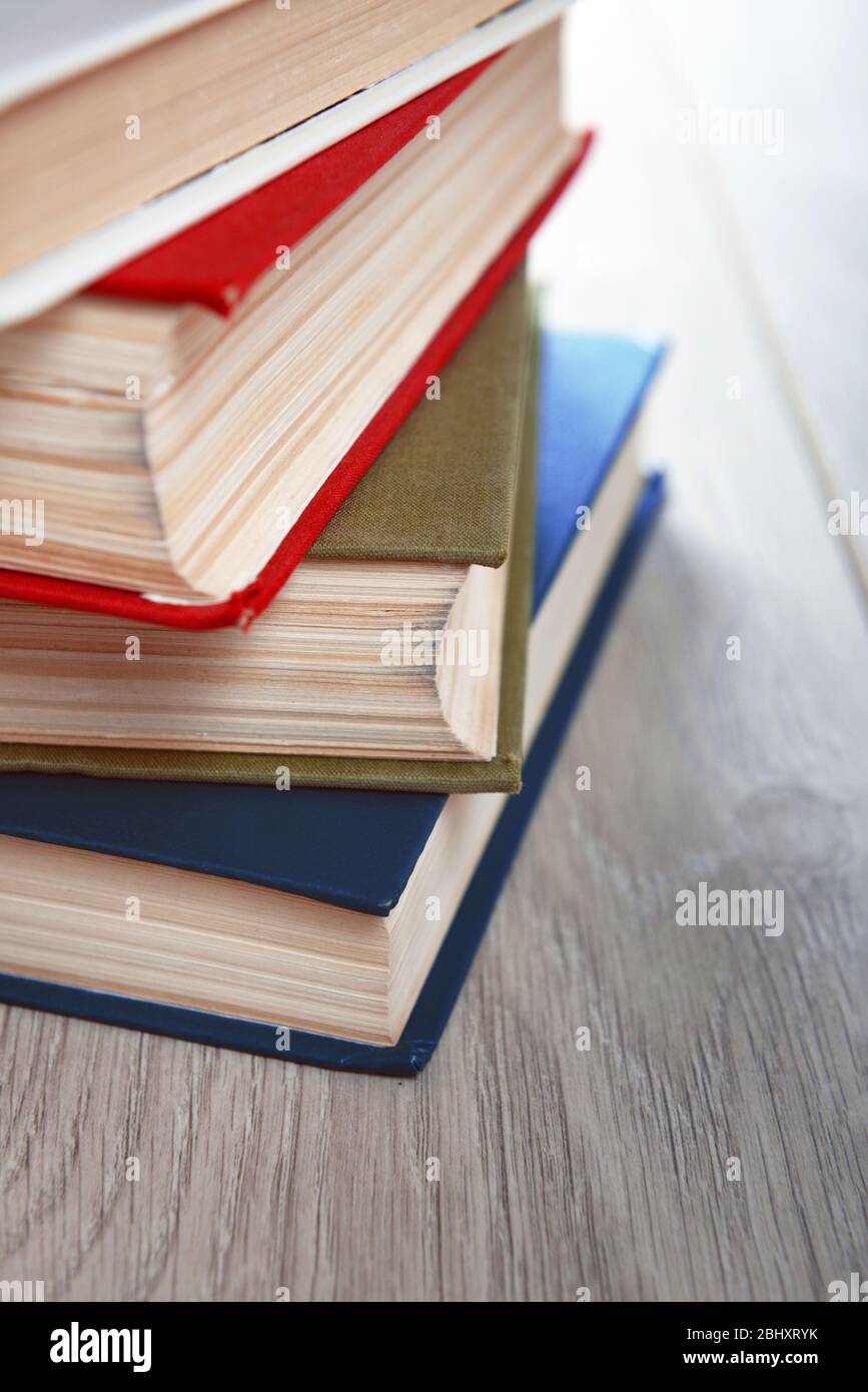 Stack of books close up Stock Photo - Alamy