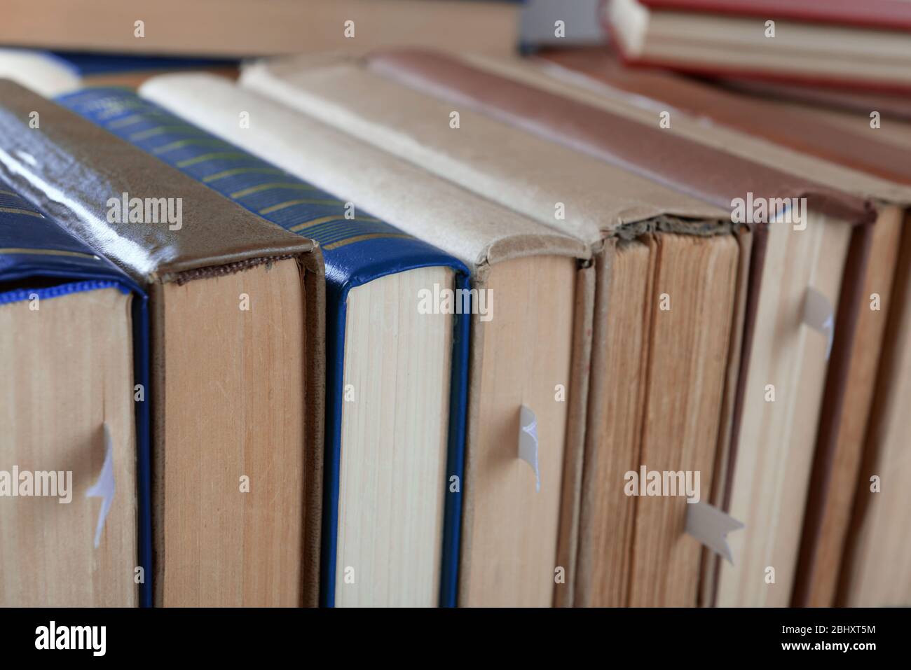 Stack of books close up Stock Photo - Alamy