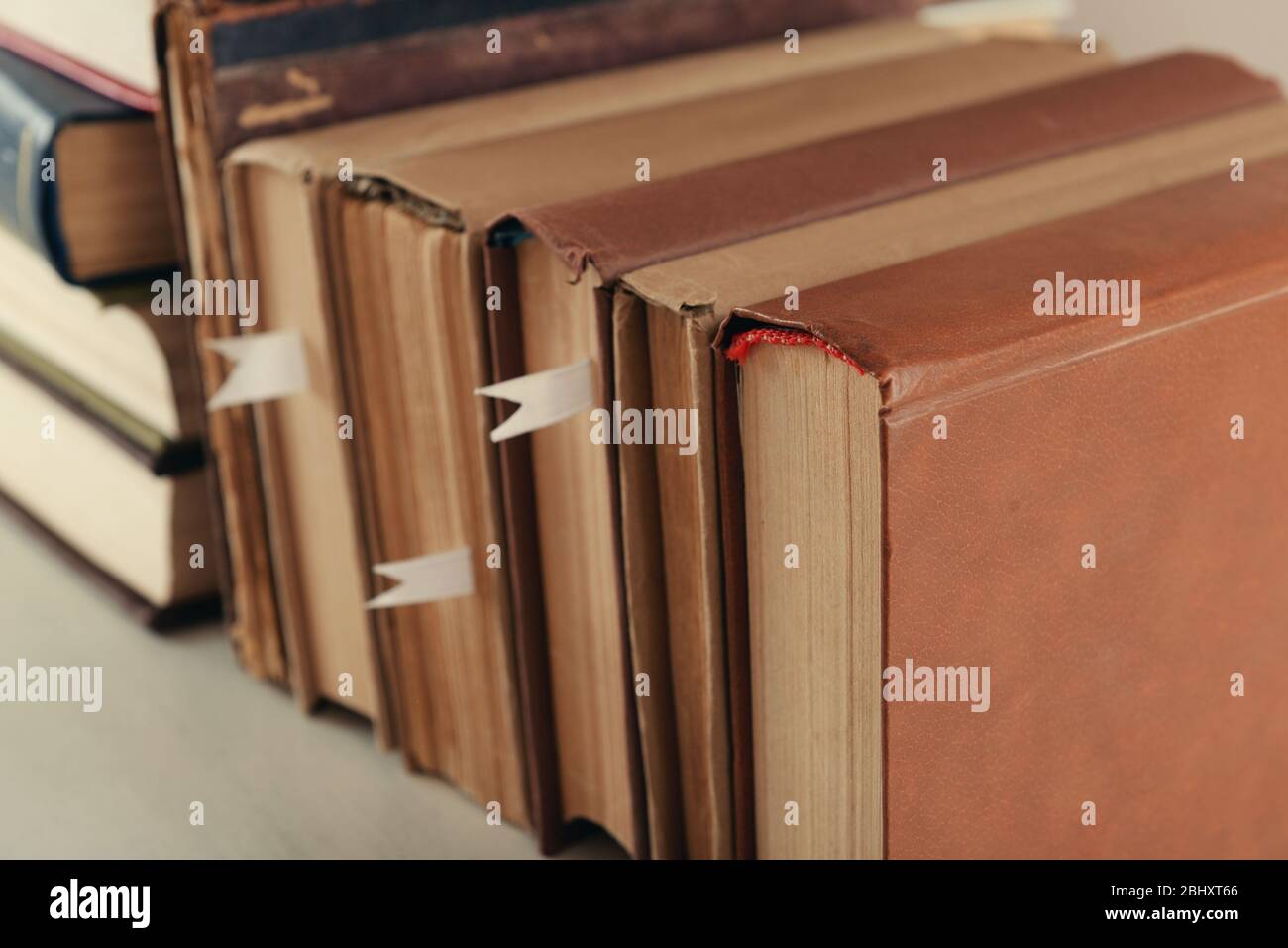 Stack of books close up Stock Photo - Alamy