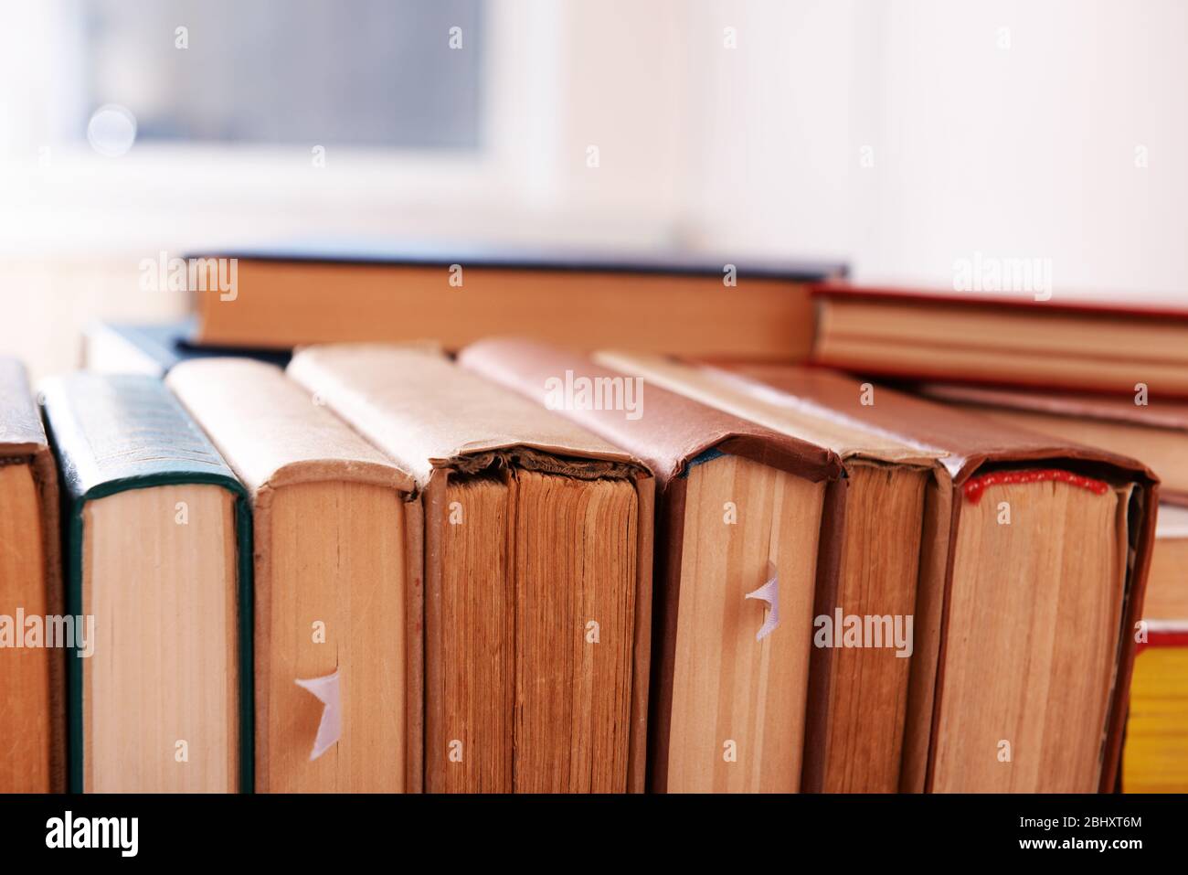 Stack of books close up Stock Photo - Alamy