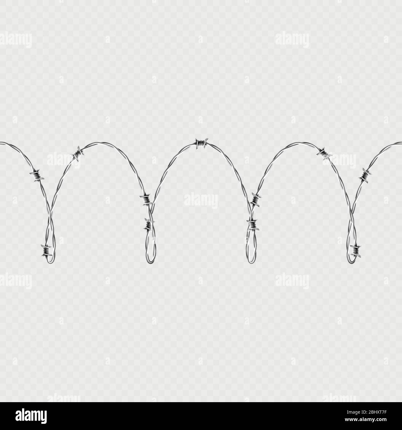 Metal barbed wire horizontal seamless border template and elements ...