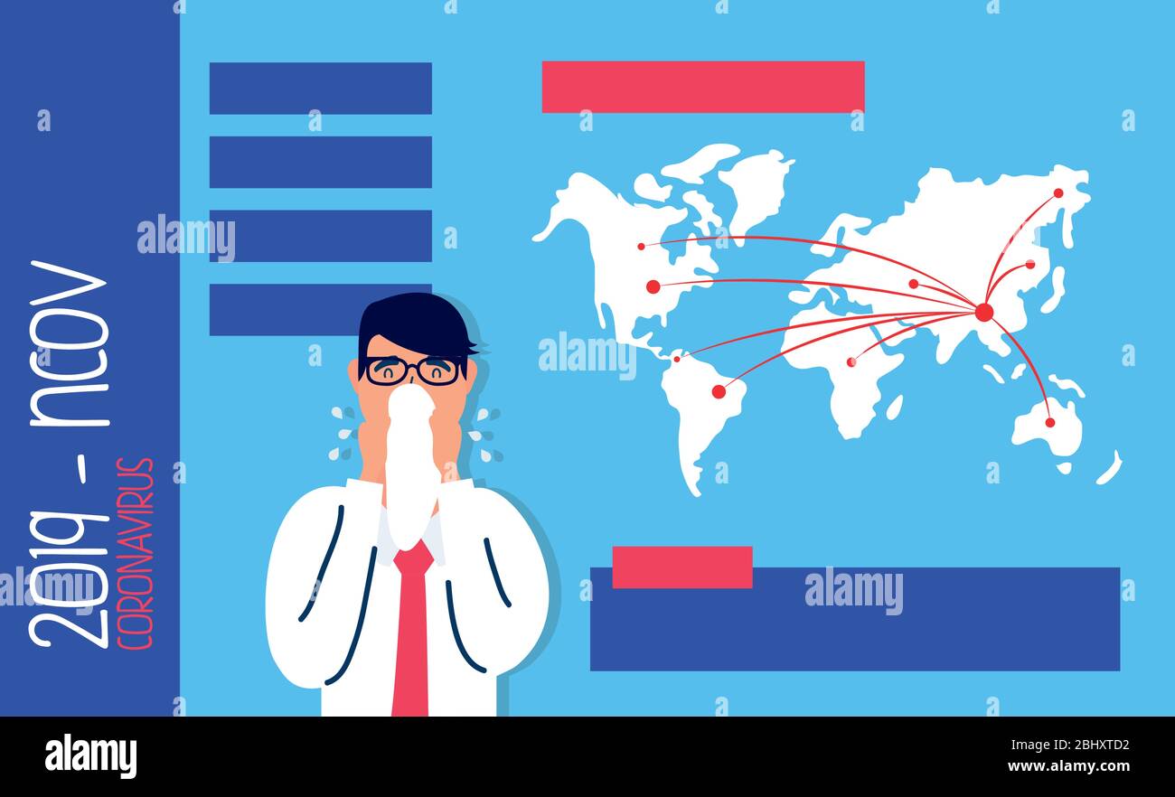 infographics covid19 pandemic with man sick Stock Vector Image & Art ...