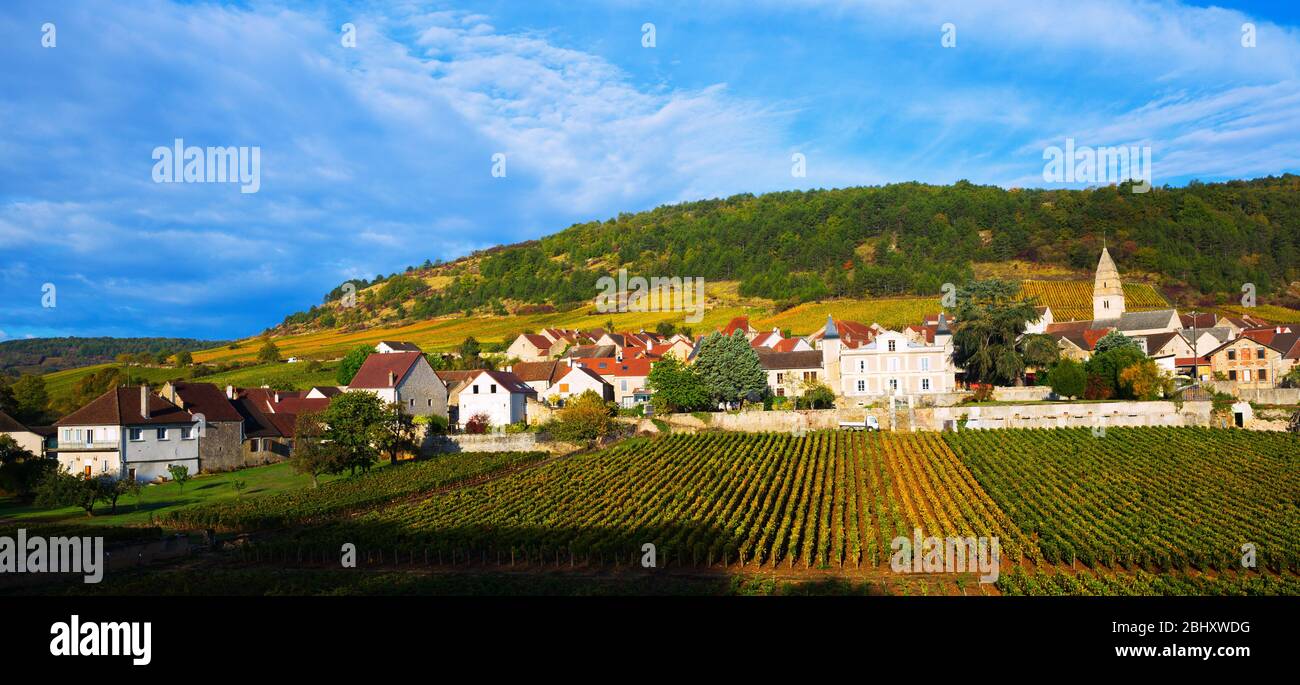 Panoramic view of Saint-Aubin village in France famous for its ...