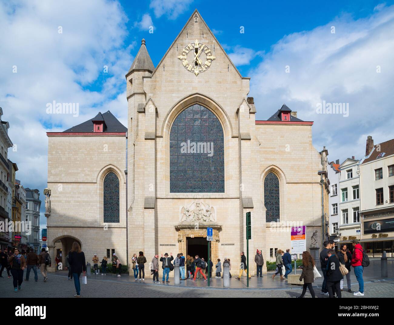 Brussels, Belgium - April 22, 2017: Church of St. Nicholas in sunny day ...