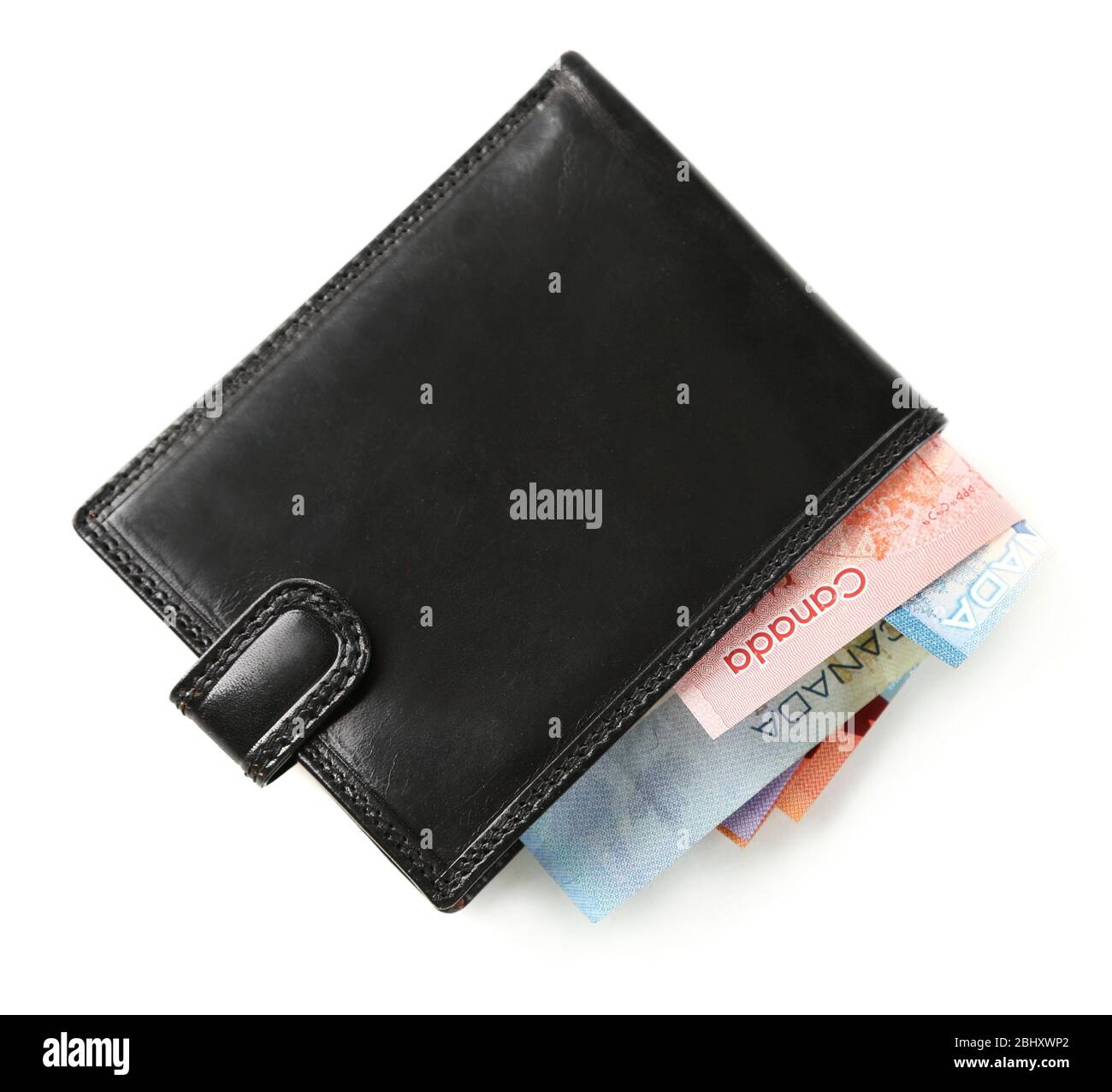 Male wallet with Canadian dollars, isolated on white Stock Photo - Alamy