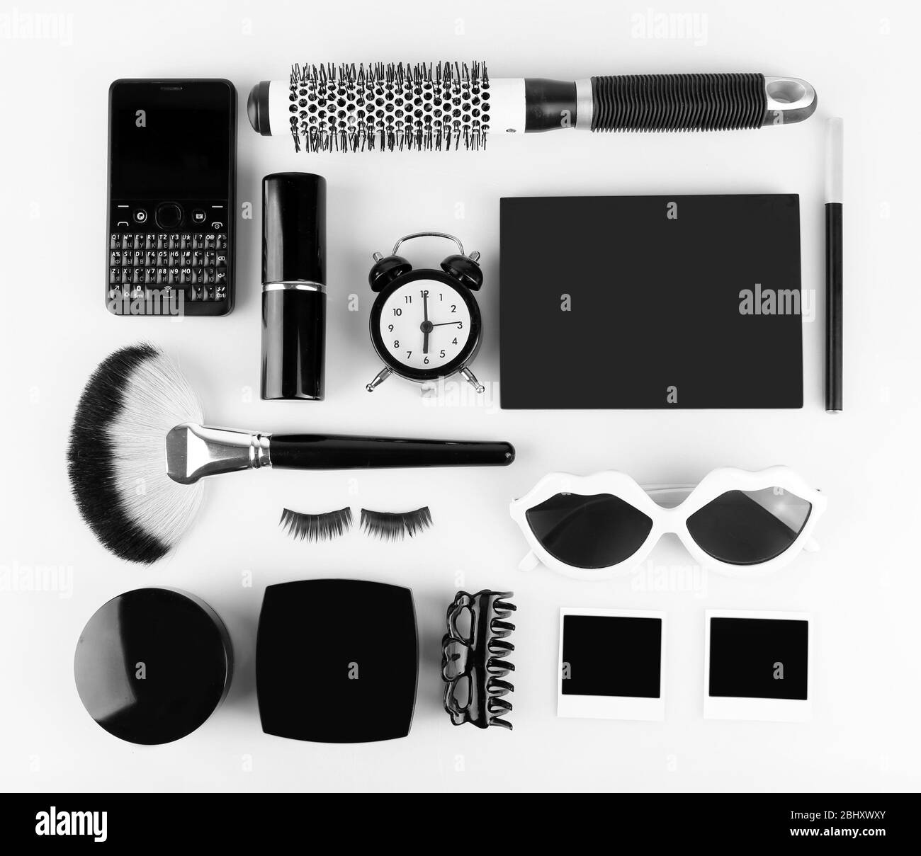 Essentials fashion woman objects on light background Stock Photo - Alamy