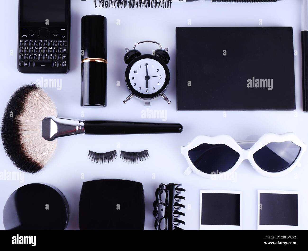 Essentials fashion woman objects on light background Stock Photo - Alamy