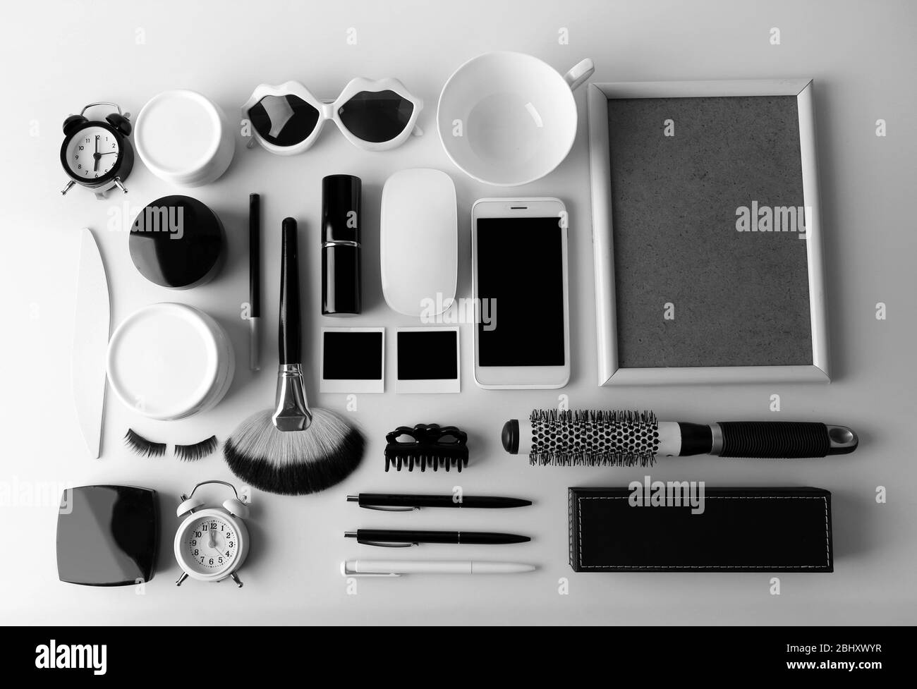 Essentials fashion woman objects on light background Stock Photo - Alamy