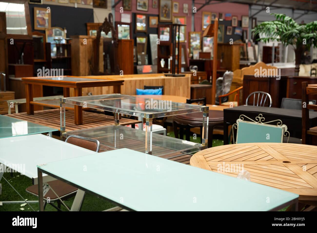 Interior of furniture and wooden handmade products shop Stock Photo - Alamy
