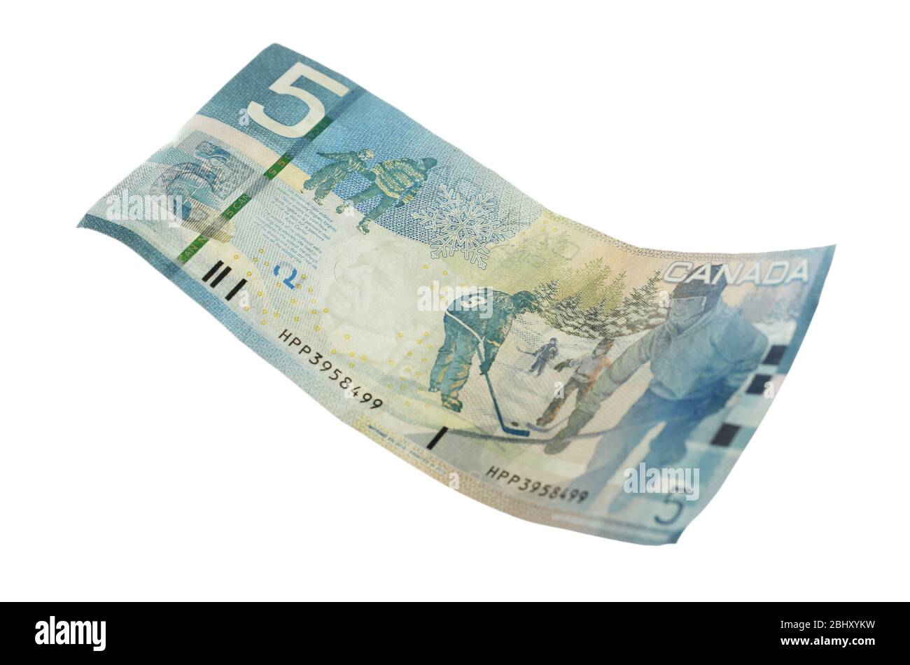 Canadian 5 Dollar, isolated on white Stock Photo - Alamy